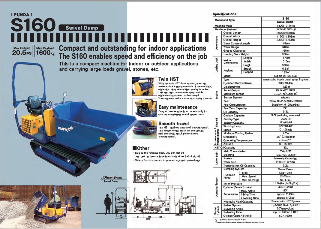 Canycom S160 Construction Series Tracked Dumper » OMC Power Equipment