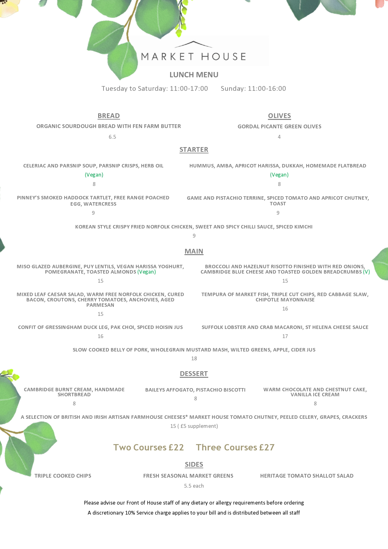 Our Menu | Market House