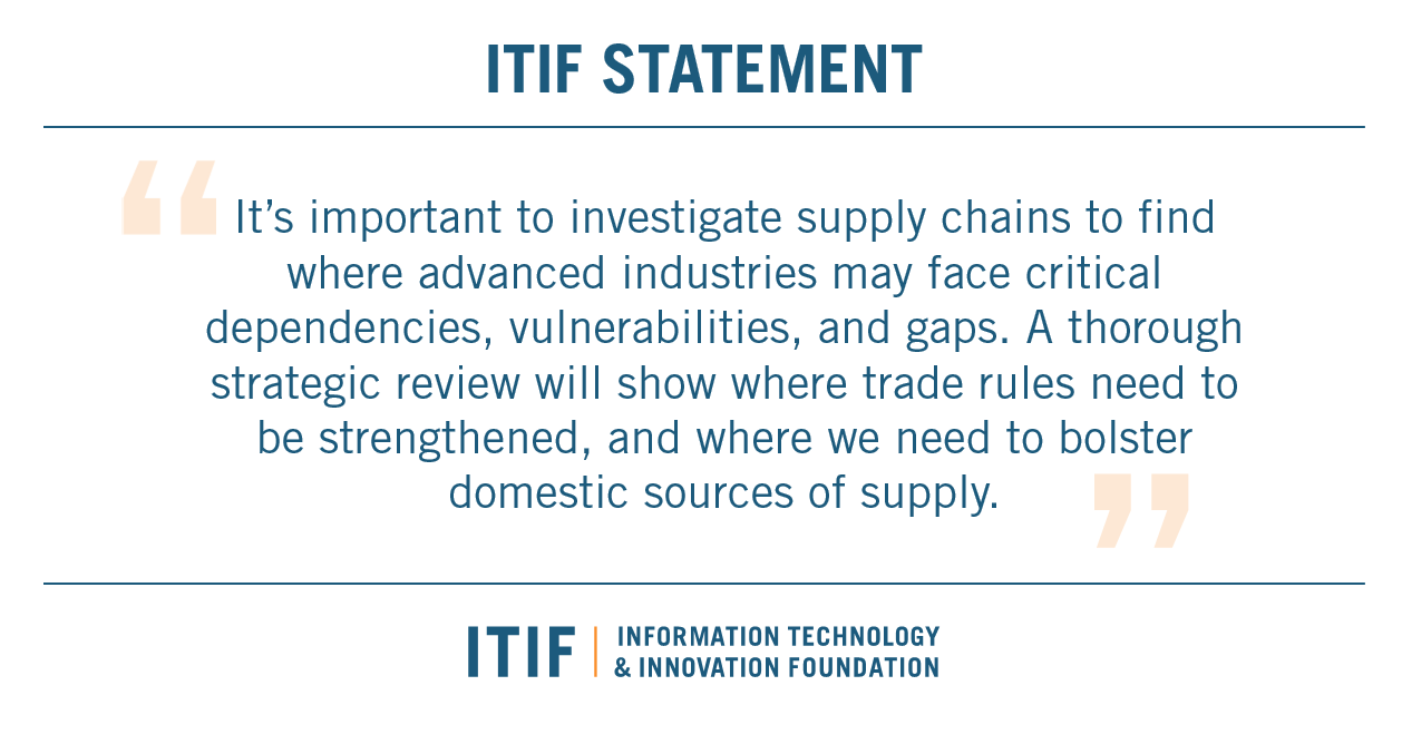 ITIF Welcomes Executive Order Reviewing Critical Supply Chains | ITIF