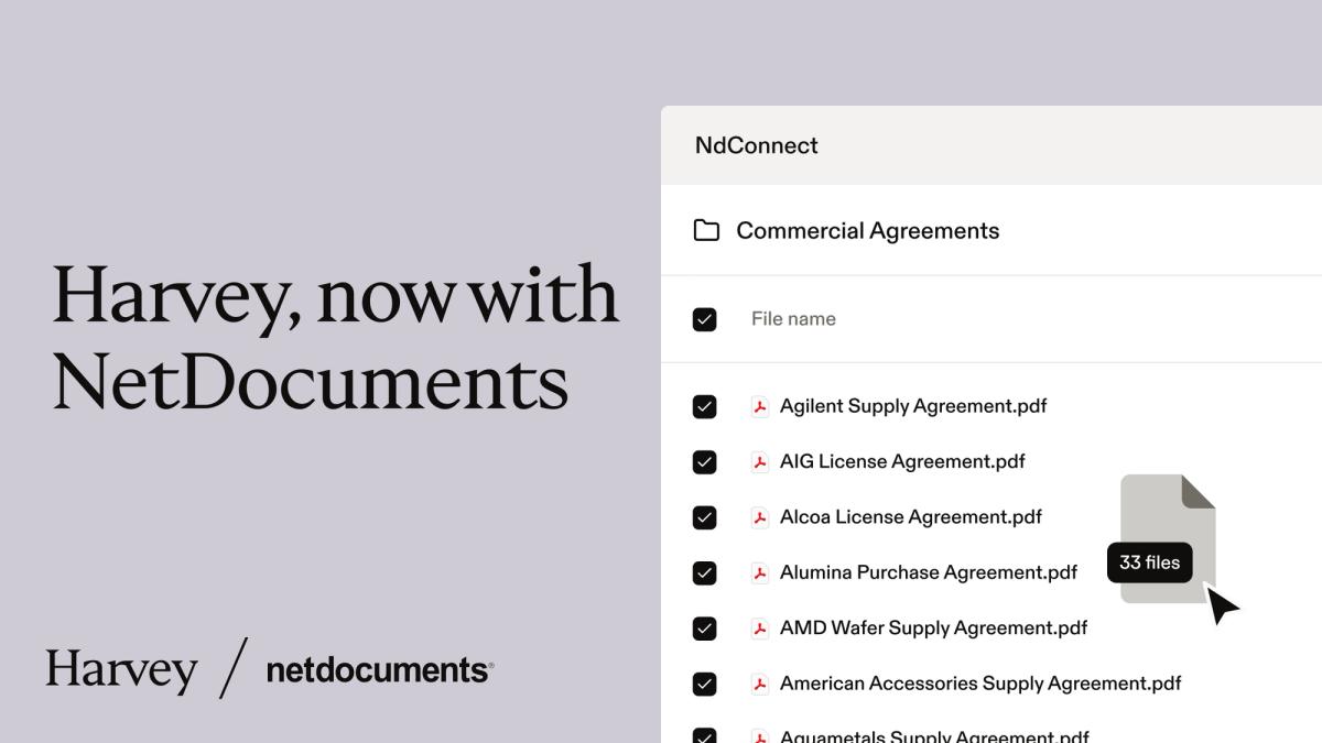 Harvey’s Integration With NetDocuments Intelligent DMS