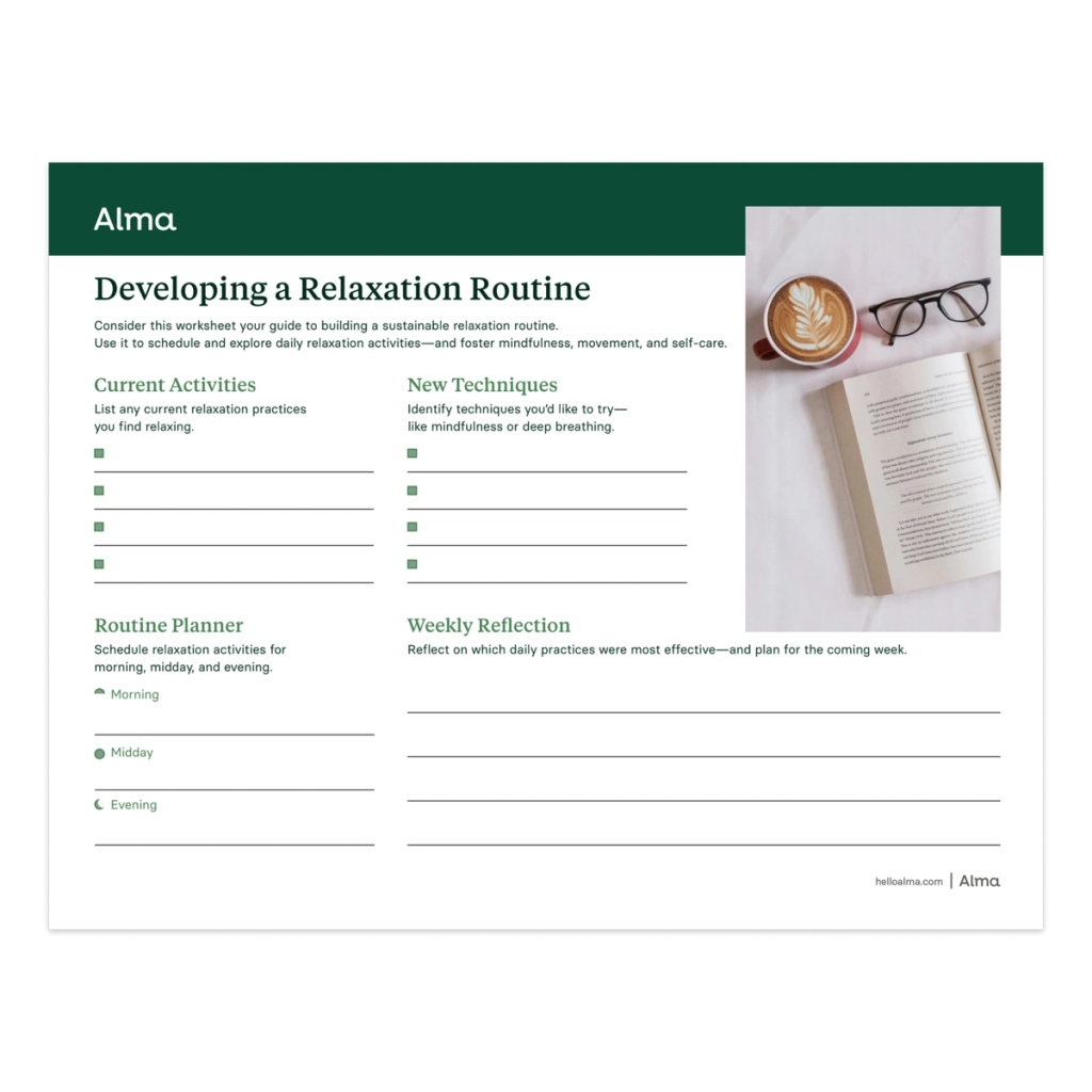 Relaxation Routine Worksheet for Stress Relief — Alma