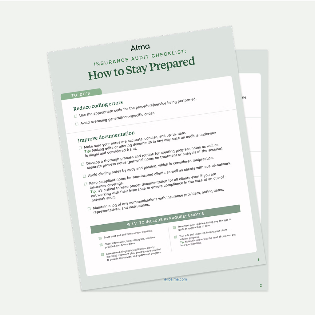 Insurance Program for Therapists — Alma