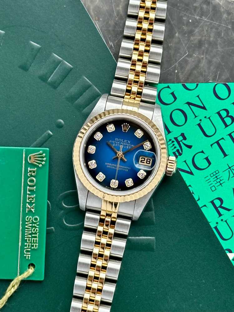 Rolex Lady-Datejust "Vignette" 79173G Blue 2002 with original box and ...