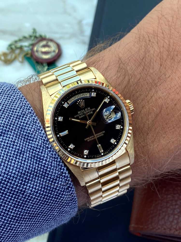 Rolex Day-Date "Diamond" 18238 Black 1990