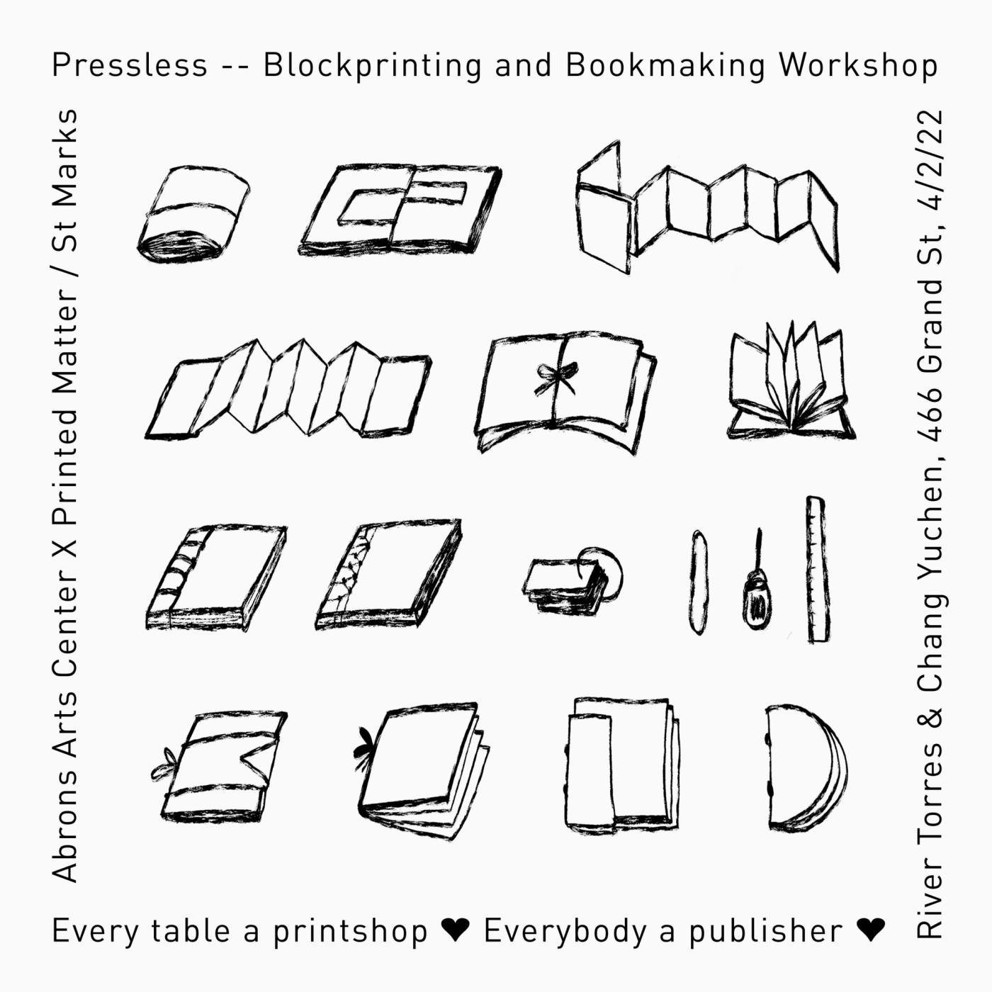 Workshop: Pressless – Blockprinting and Bookmaking Workshop | Abrons ...