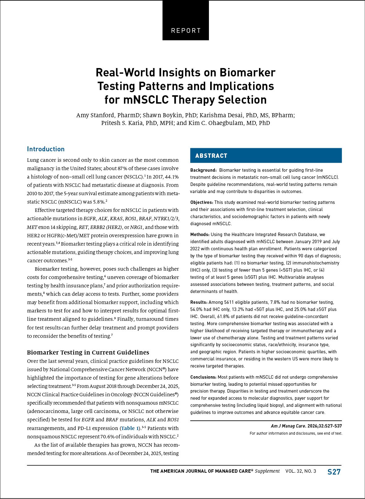 Real-World Insights on Biomarker Testing Patterns and Implications for ...