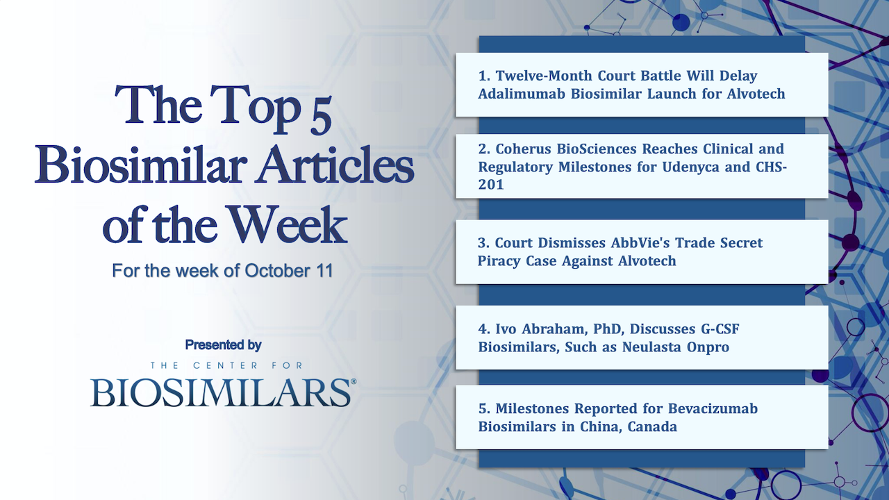 The Top 5 Biosimilar Articles for the Week of October 11
