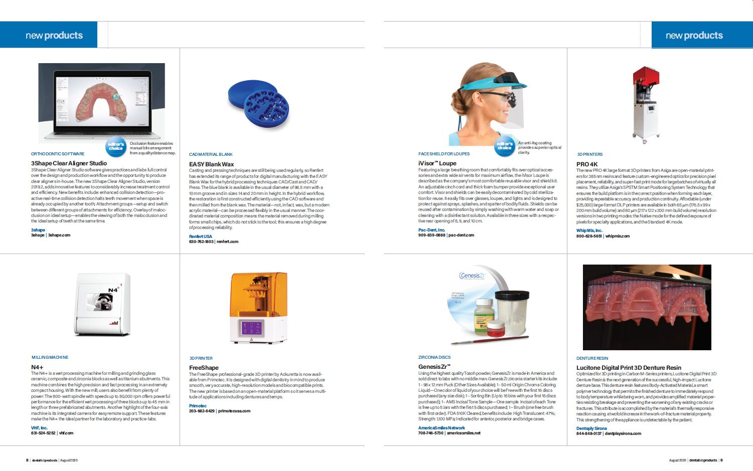 Dental Lab Products New Products - August 2020