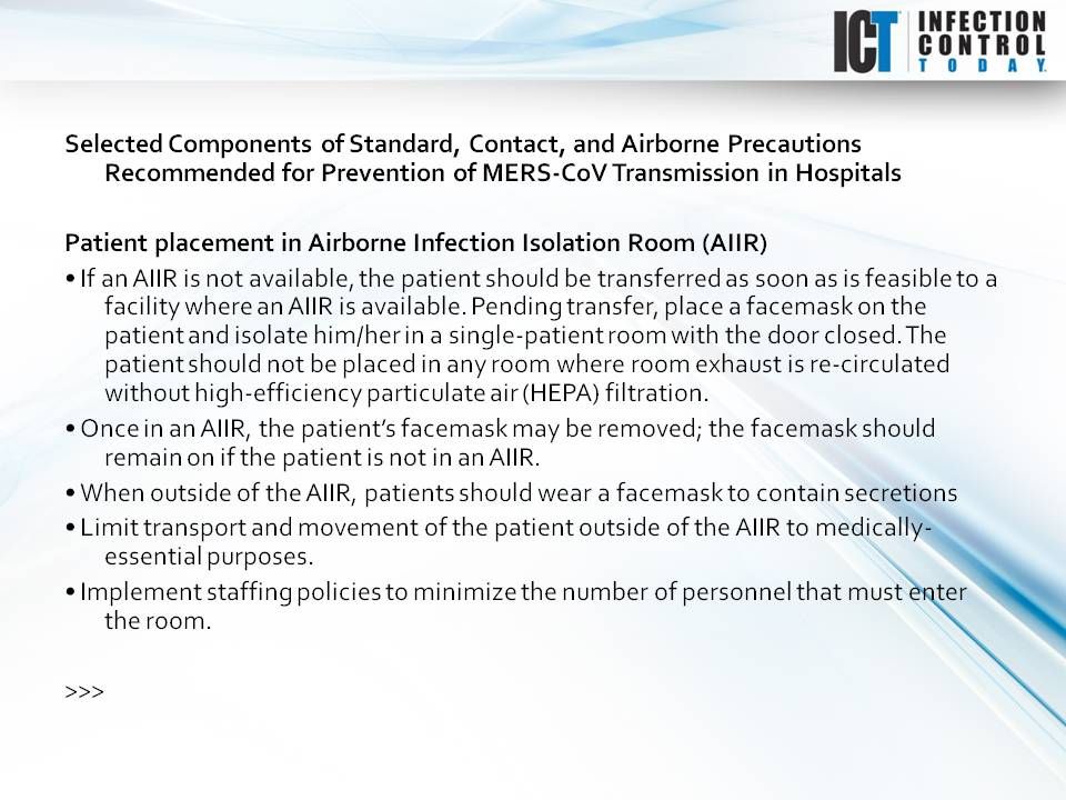 Slide Show: Updated MERS-CoV Guidelines