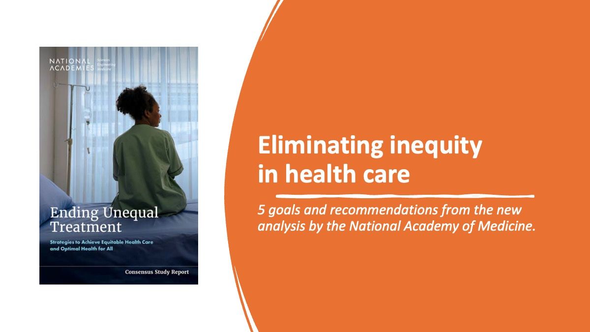 ‘Ending Unequal Treatment’ – 5 recommendations on inequity in health care