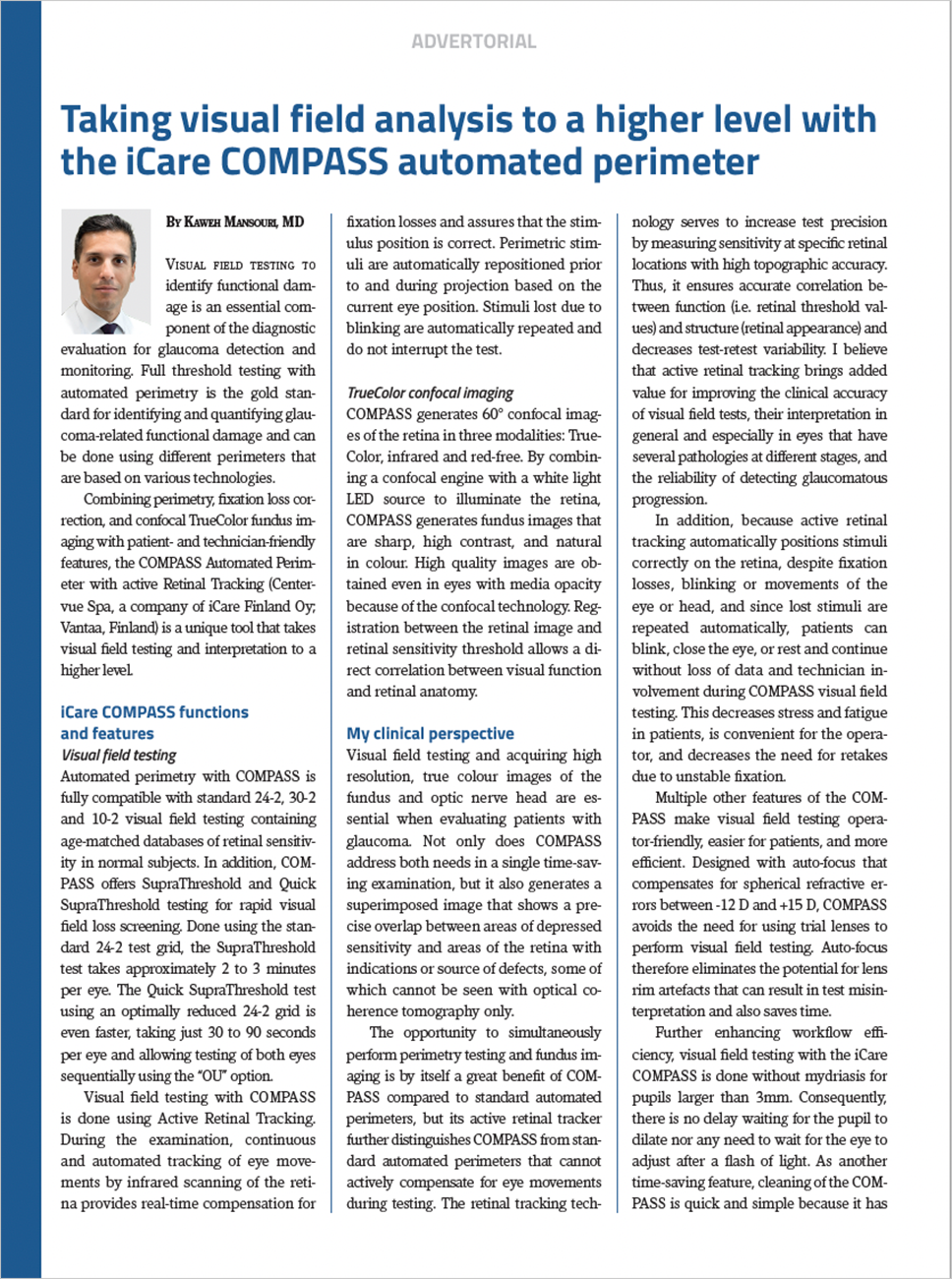 Taking Visual Field Analysis to a Higher Level with the iCare COMPASS ...