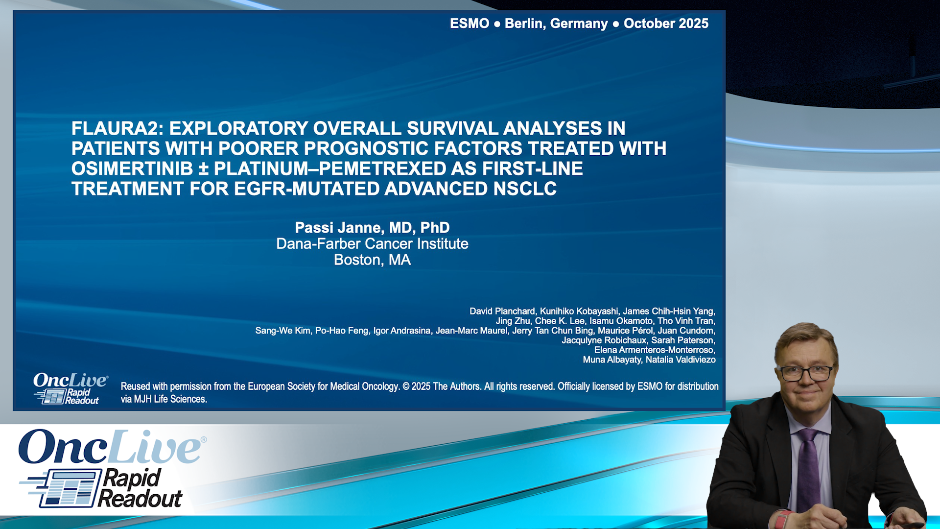 FLAURA2: Exploratory Overall Survival (OS) Analysis in Patients (Pts ...