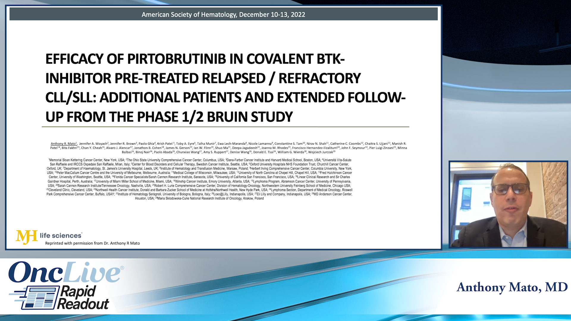 Efficacy of Pirtobrutinib in Covalent BTK-Inhibitor Pre-Treated Relapsed / Refractory CLL/SLL ...