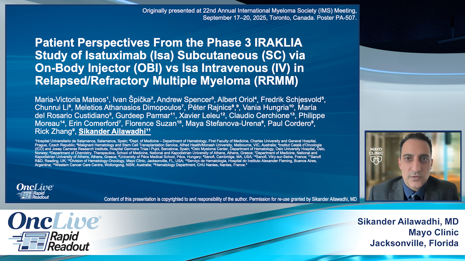 Patient Perspectives From the Phase 3 IRAKLIA Study of Isatuximab (Isa ...