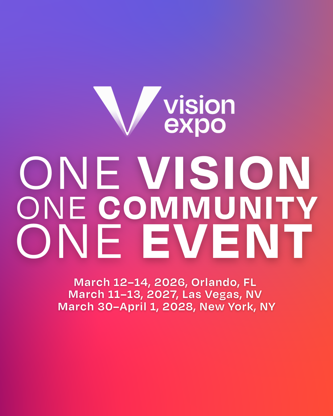Vision Expo announces move to a single annual event in 2026 | Optometry ...