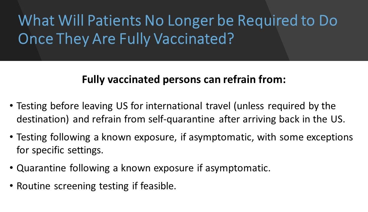 Updated CDC Guidance for Fully Vaccinated People: Takeaways for Primary ...