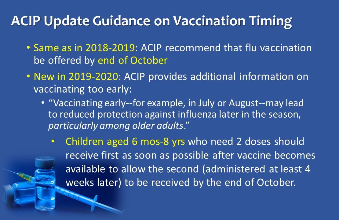 CDC Updates to Flu Vaccination Guidance, 2019-2020