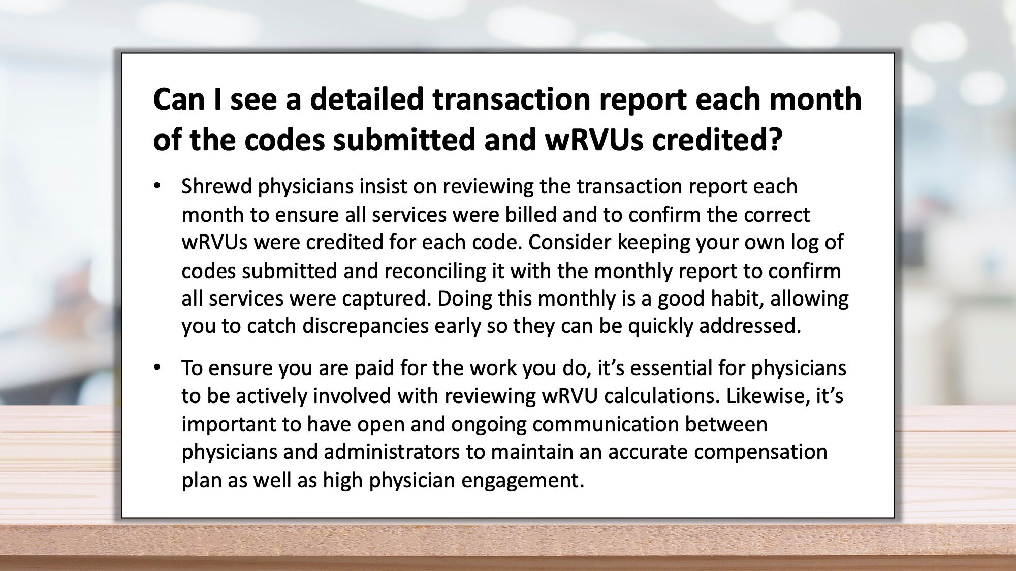 Five questions to ask about wRVU compensation