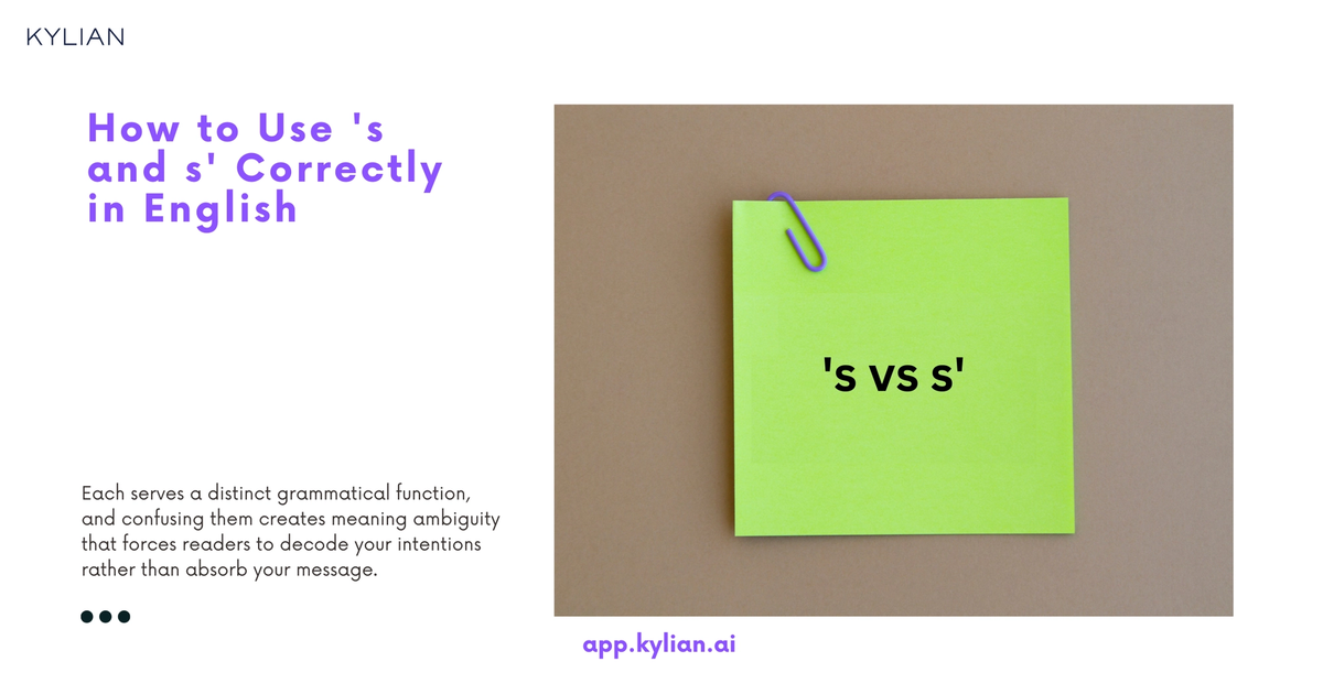 How to Use 's and s' Correctly in English