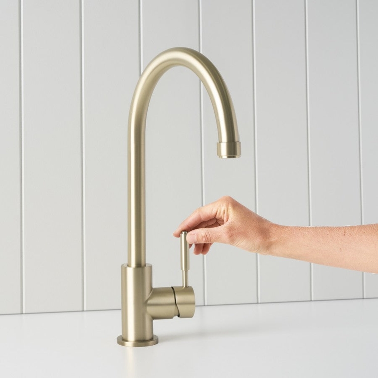 Melbourne Round Kitchen Mixer Warm Brushed Nickel | Yabby