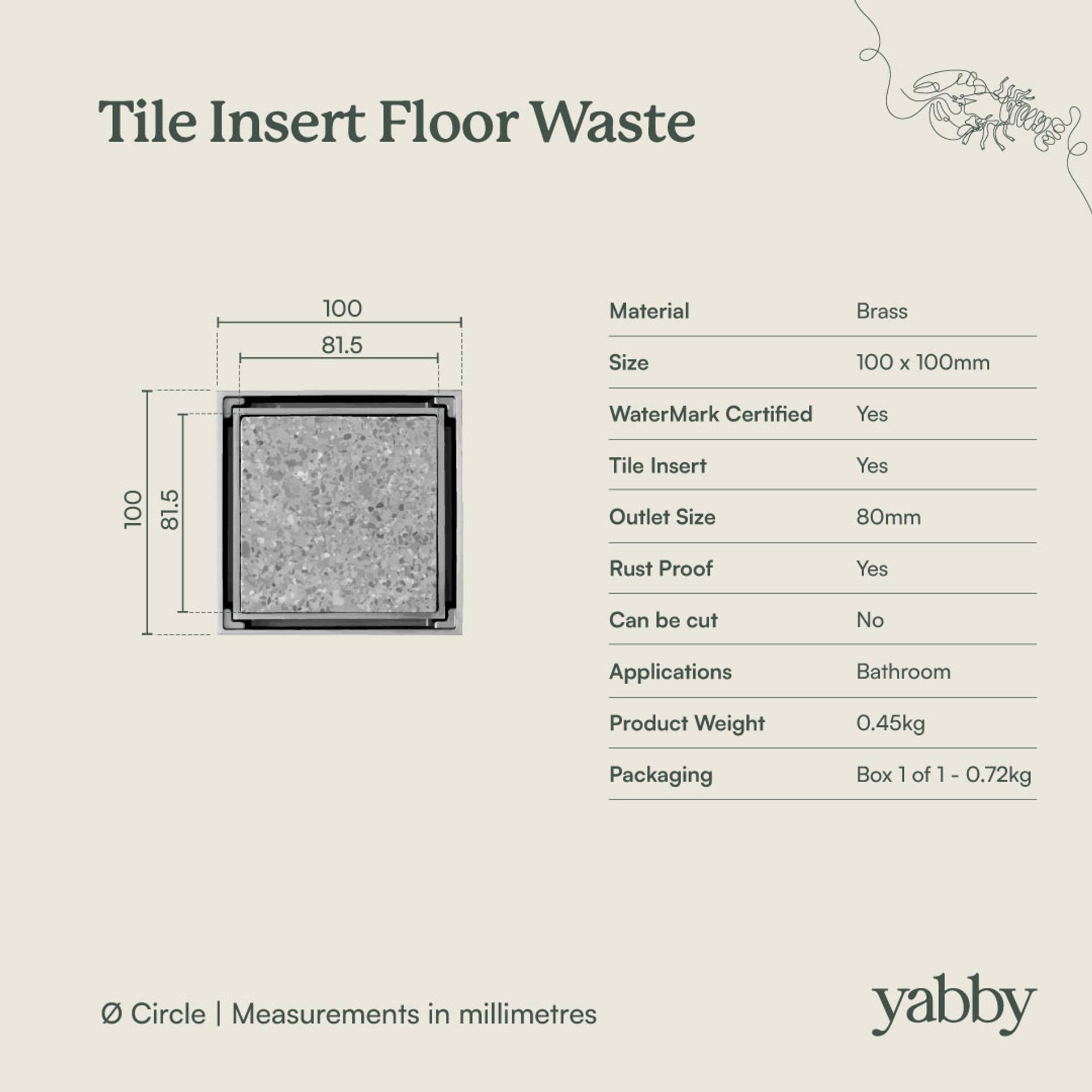 Tile Insert Floor Waste Gunmetal | Yabby