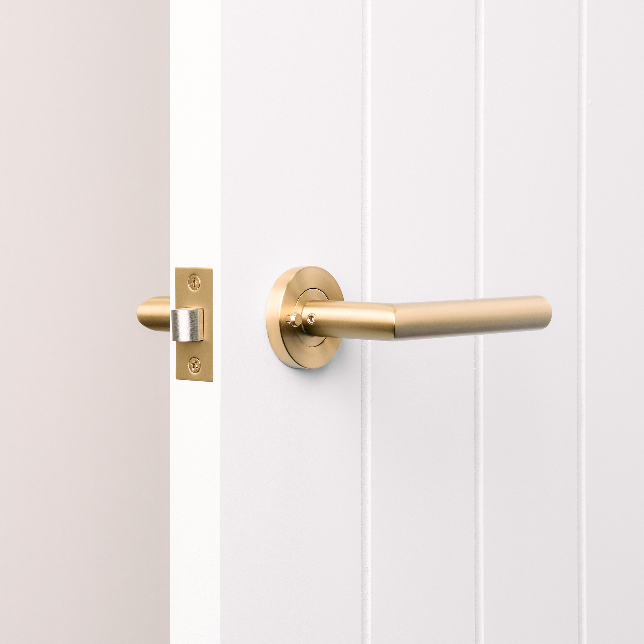 Sydney Door Handle with Lock Brushed Brass | Yabby