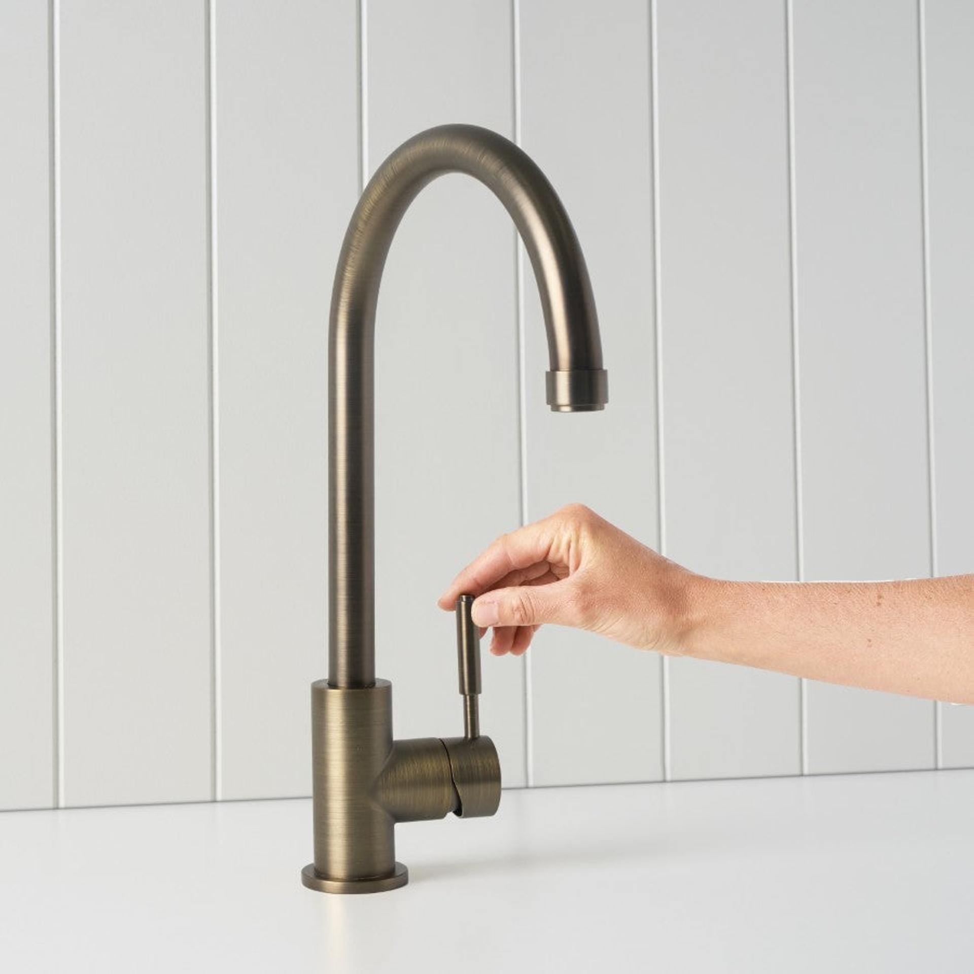 Melbourne Round Kitchen Mixer Antique Brass | Yabby