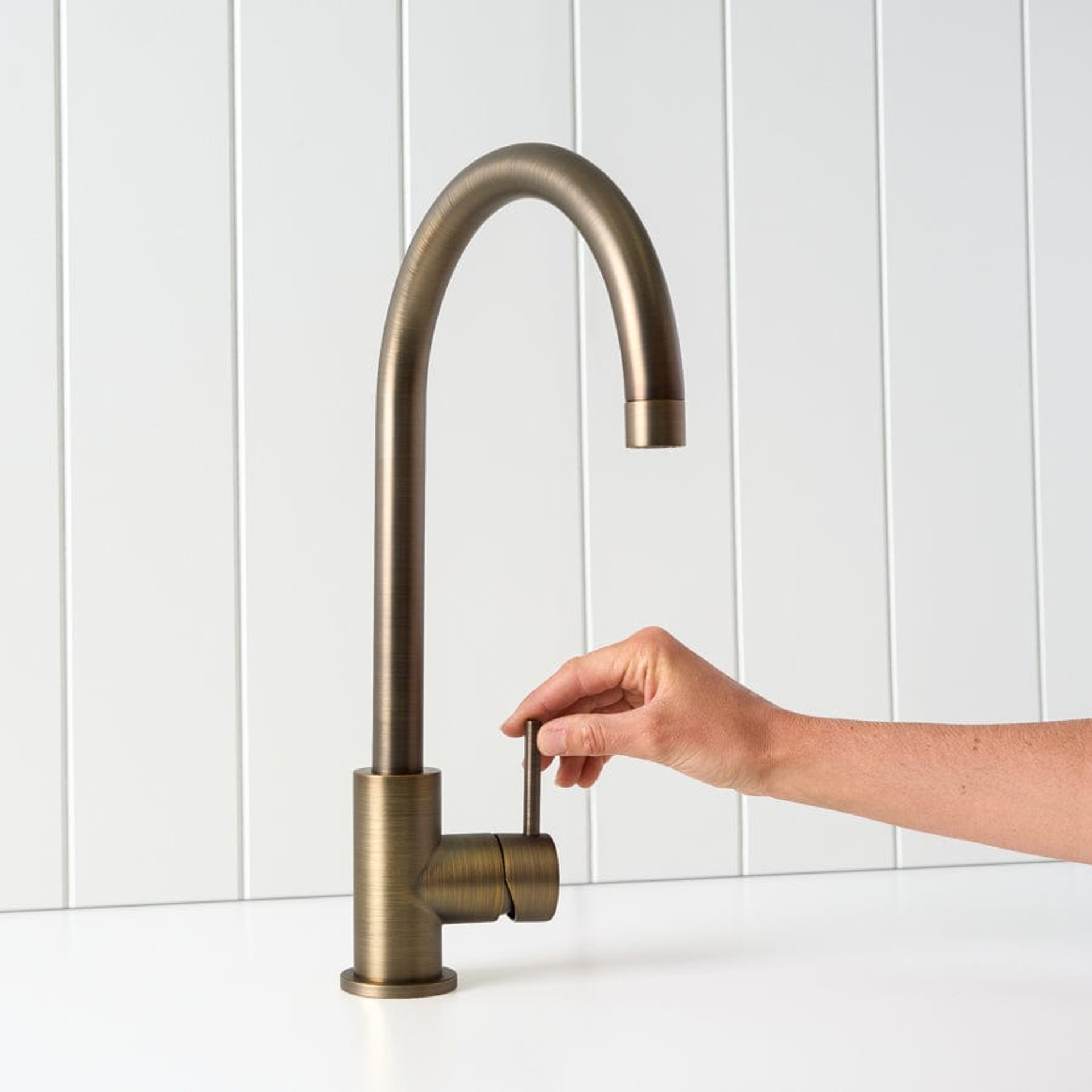 Sydney Round Kitchen Mixer Antique Brass | TileCloud