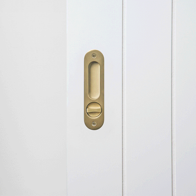 Flush Pull with Lock Brushed Brass | TileCloud