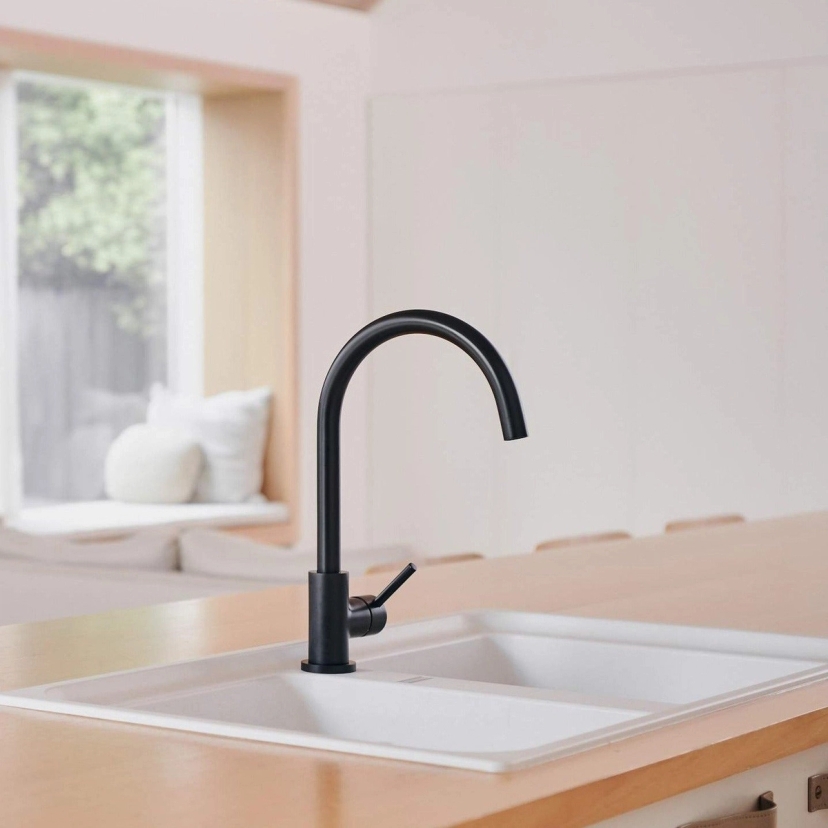 Round Kitchen Mixer Matte Black | Yabby