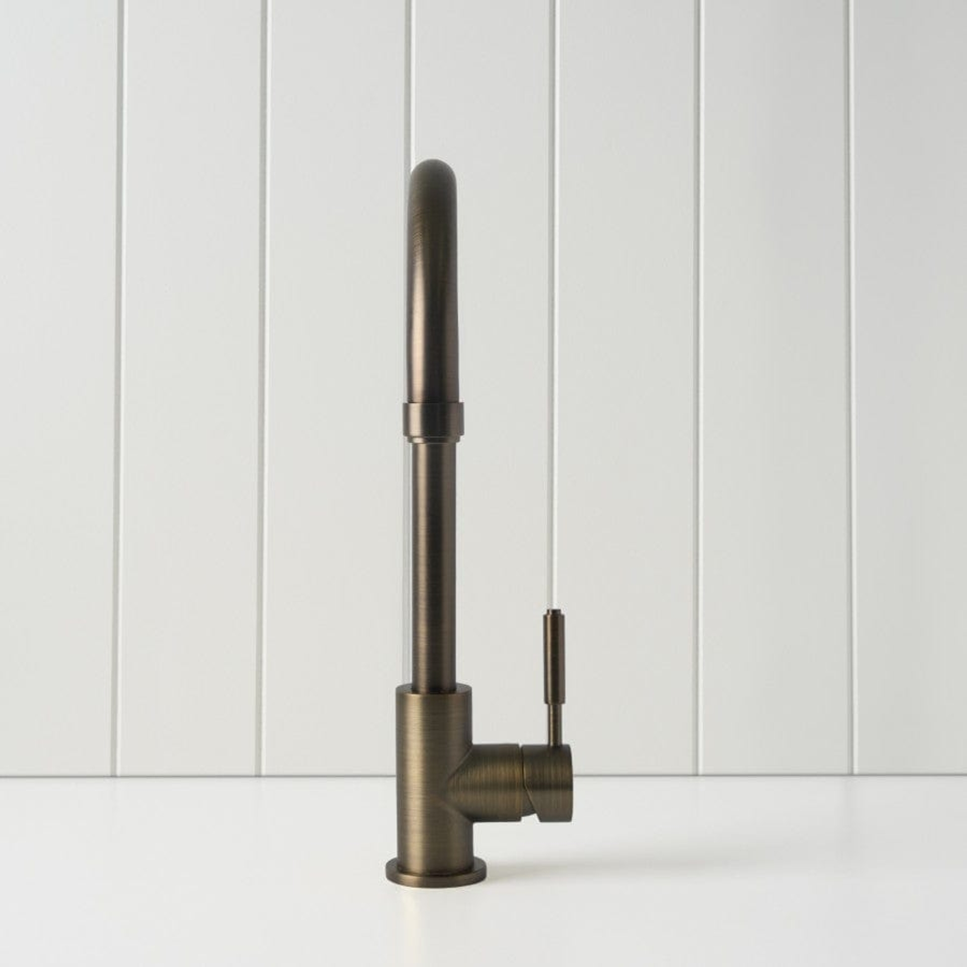 Melbourne Round Kitchen Mixer Antique Brass | TileCloud