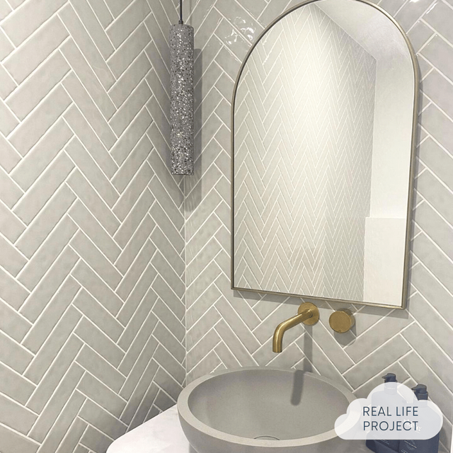 Newport Gloss Mini Subway Sage Green Tile | TileCloud