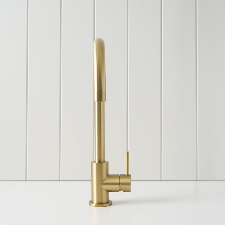 Sydney Round Kitchen Mixer Brushed Brass | Yabby