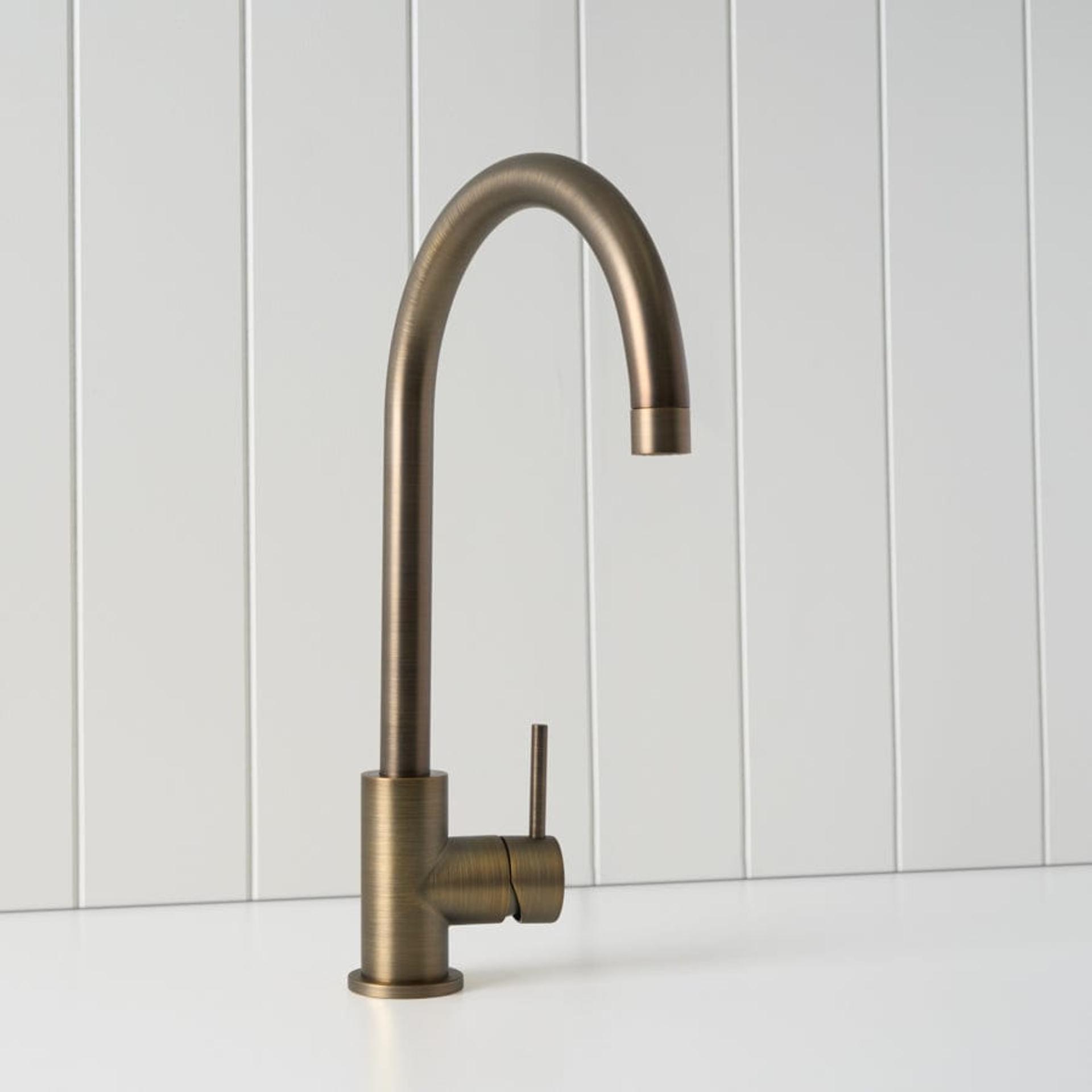 Sydney Round Kitchen Mixer Antique Brass | TileCloud