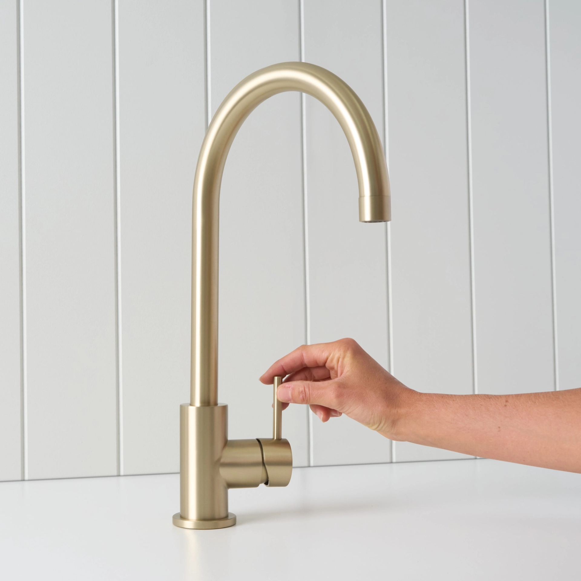 Sydney Round Kitchen Mixer Warm Brushed Nickel | Yabby
