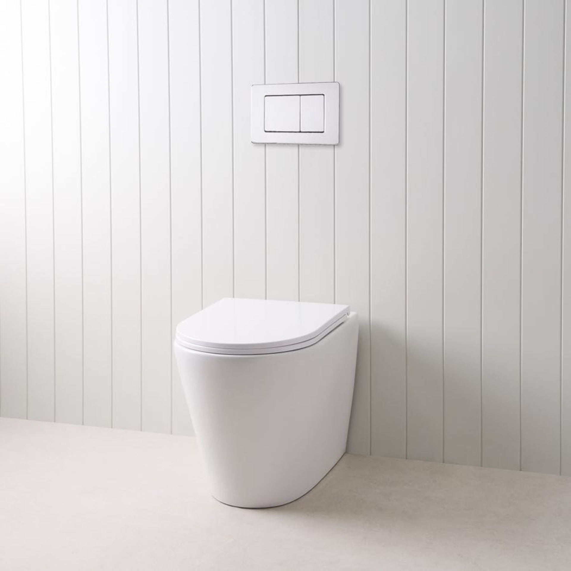 Angled In-Wall Toilet With Rectangle Chrome Buttons | Yabby