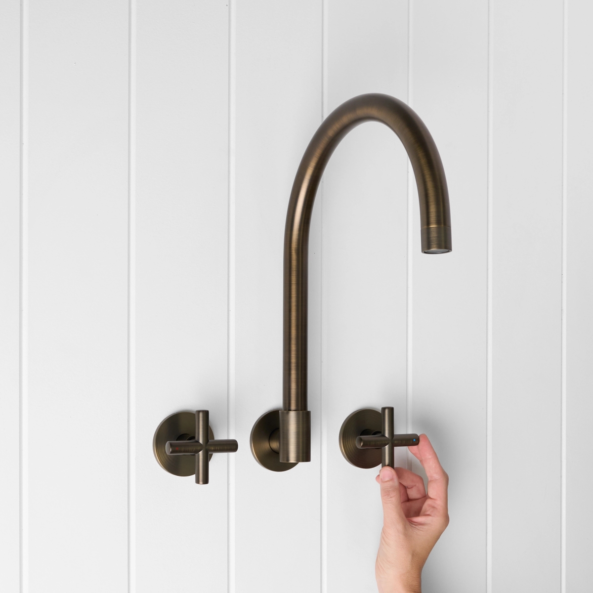 Sydney Swivel Spout + Cross Taps Antique Brass | Yabby