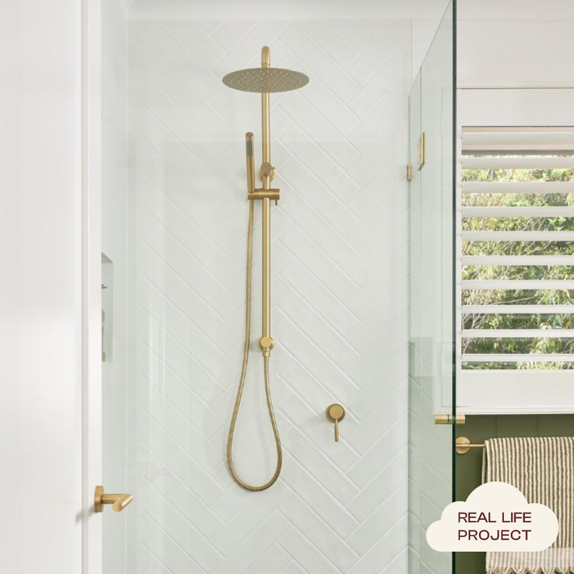 Combination Shower Brushed Brass | TileCloud