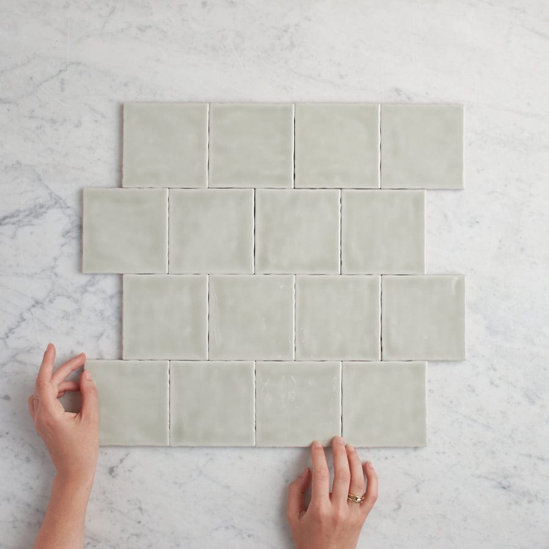 Newport Gloss Sage Green Small Square Tile | TileCloud