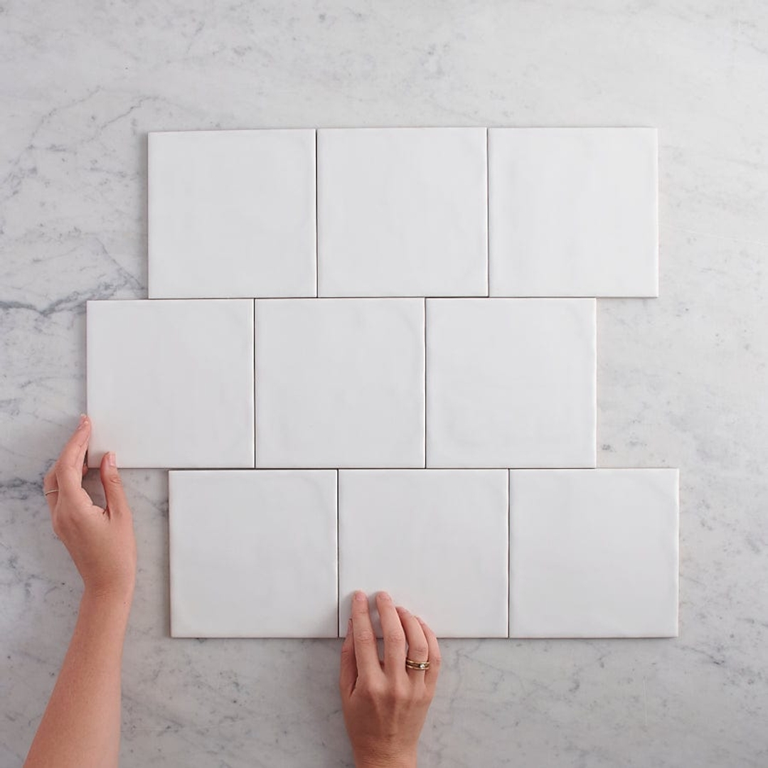 Newport Matte Large Square White Tile | TileCloud