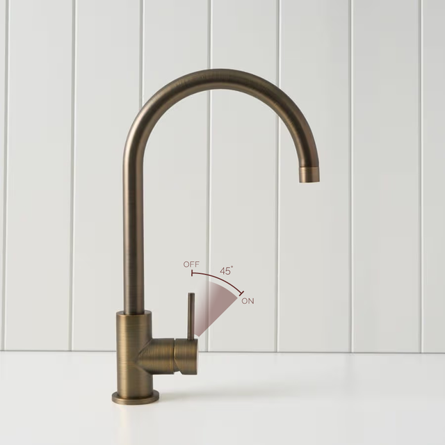 Sydney Round Kitchen Mixer Antique Brass | TileCloud