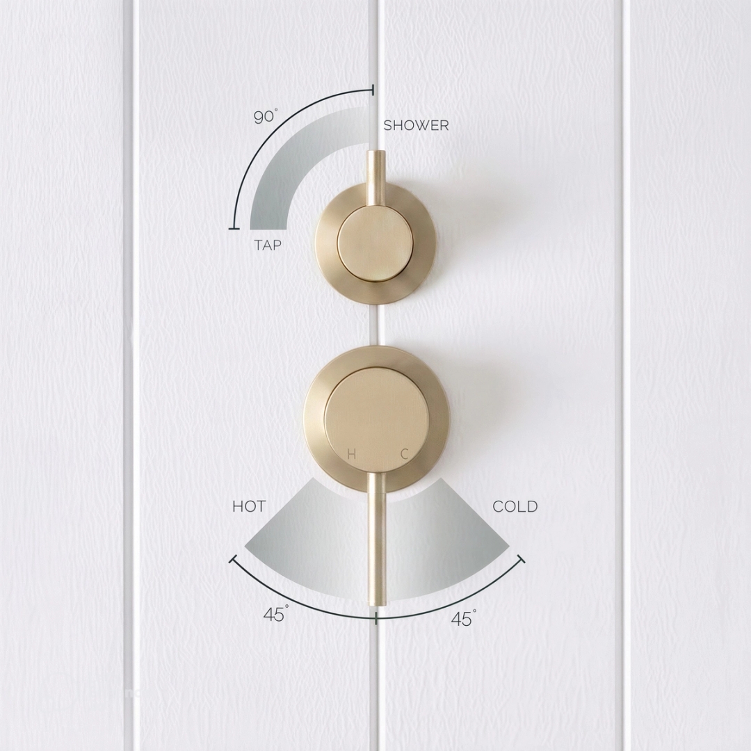 Sydney Shower Diverter and Mixer Warm Brushed Nickel | Yabby