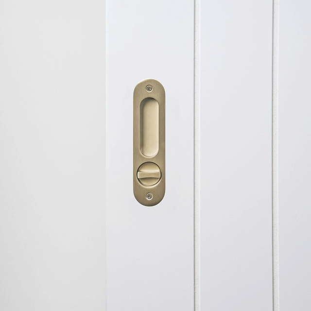Flush Pull with Lock Warm Brushed Nickel | TileCloud