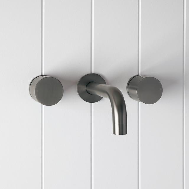 Wall Spout + Round Wall Taps Gunmetal | Yabby