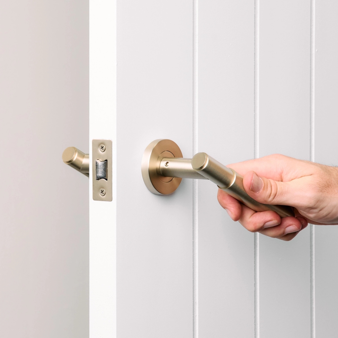 Melbourne Door Handle Warm Brushed Nickel | Yabby
