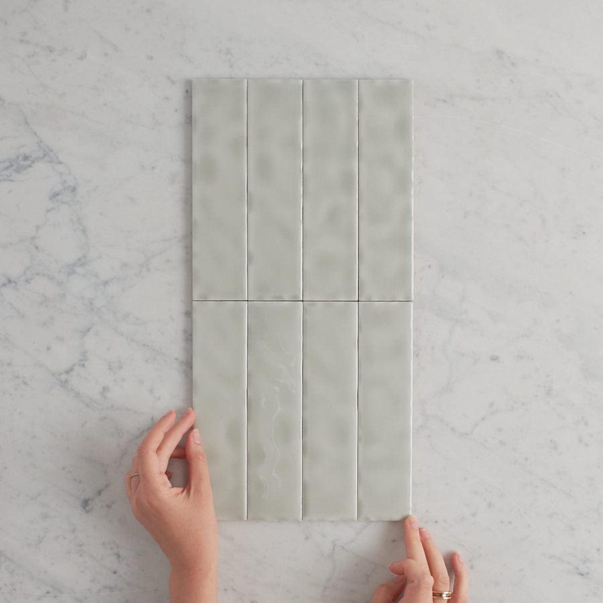 Newport Gloss Mini Subway Sage Green Tile | TileCloud