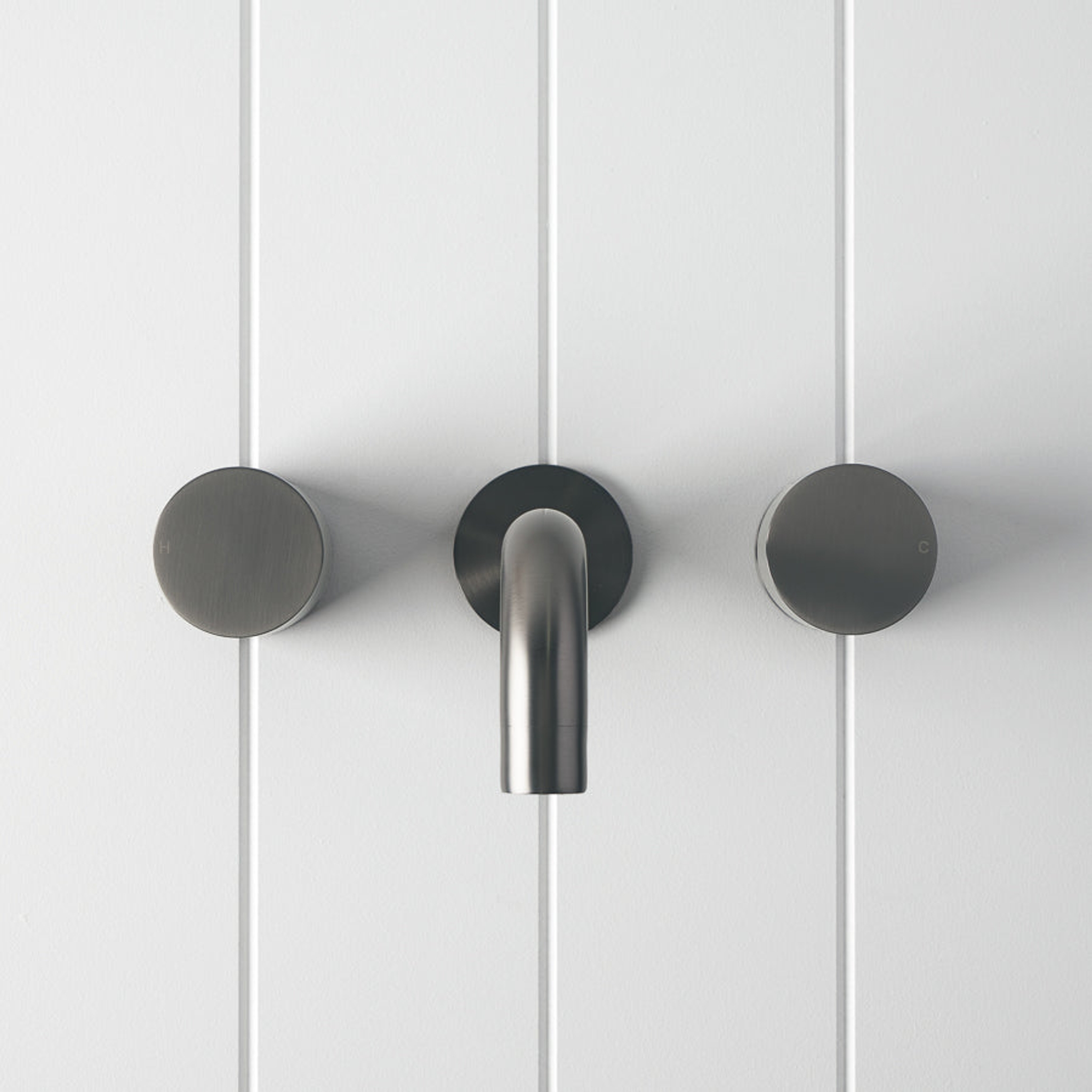 Wall Spout + Round Wall Taps Gunmetal | Yabby