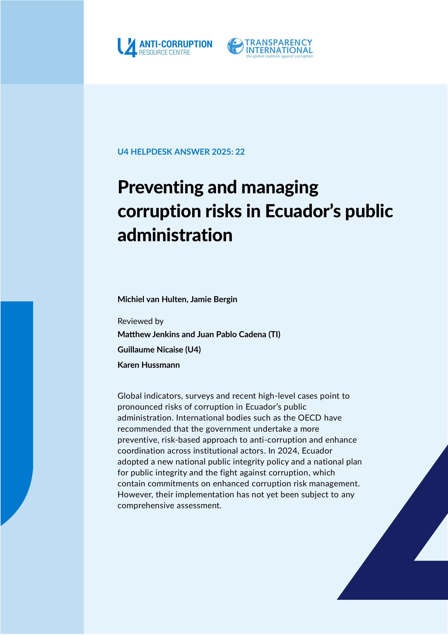 Preventing and managing corruption risks in Ecuador’s public administration