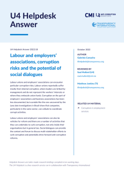 Labour and employers’ associations, corruption risks and the potential ...
