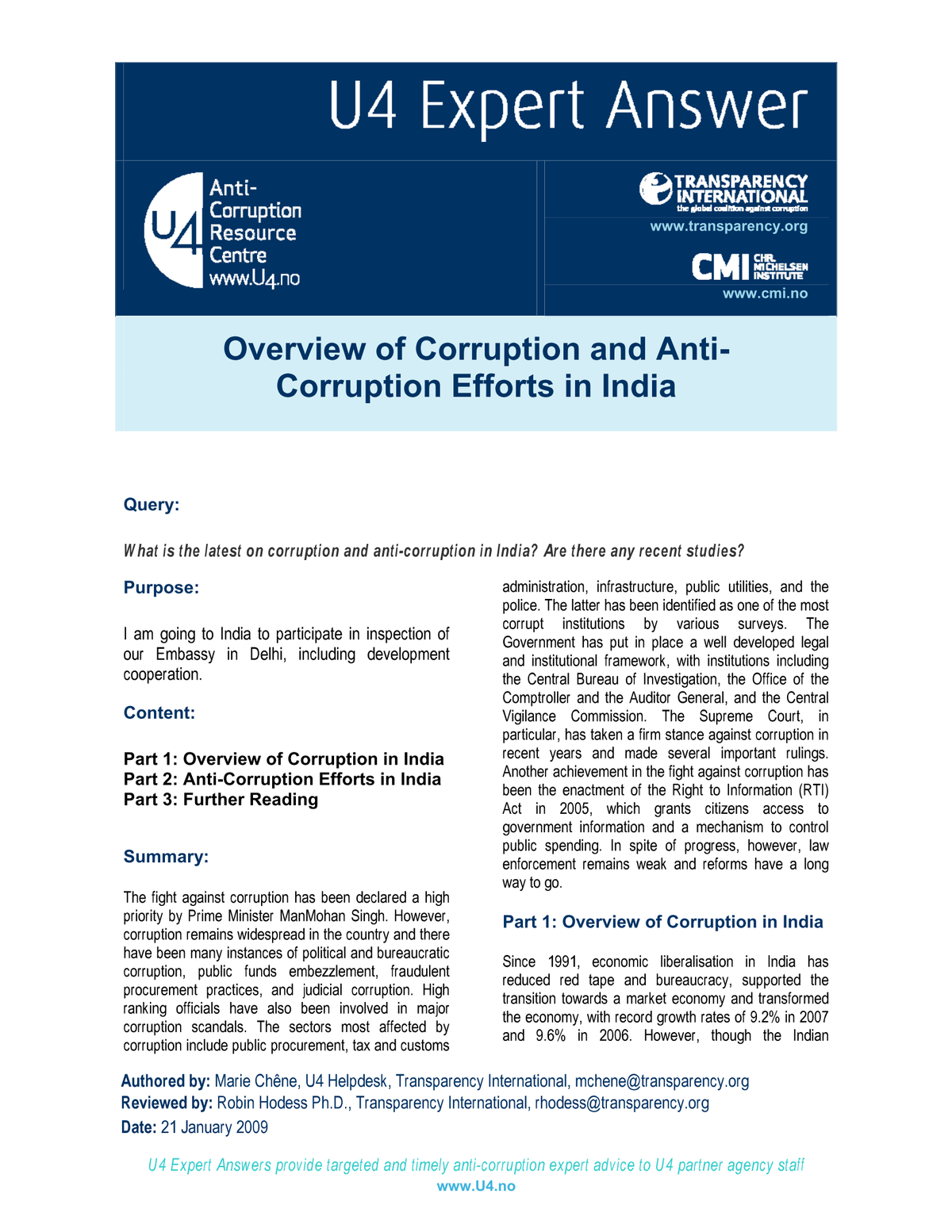 Overview of corruption and anti-corruption efforts in India
